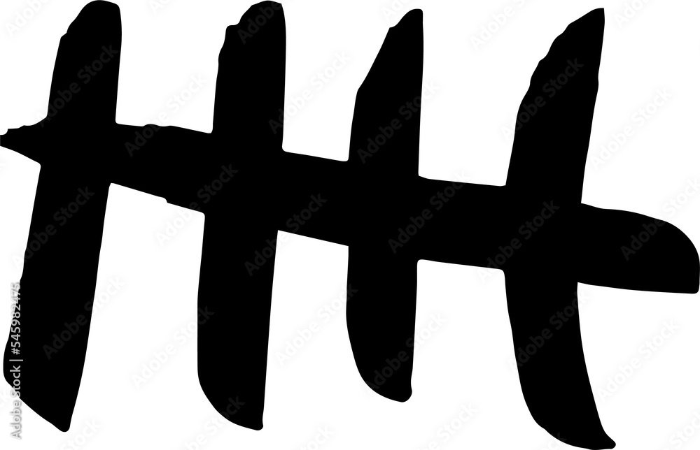 Tally marks. Counting signs on the walls of the prison. Notches for ...