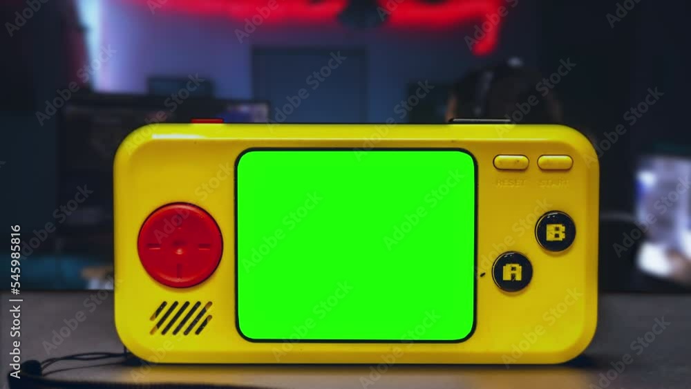 Retro Video Game Console Green Screen Vintage Technology Zoom In. Green ...