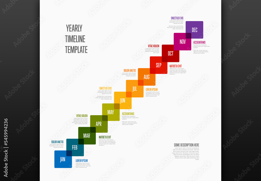Full year timeline template with diagonal 12 month labels made from ...