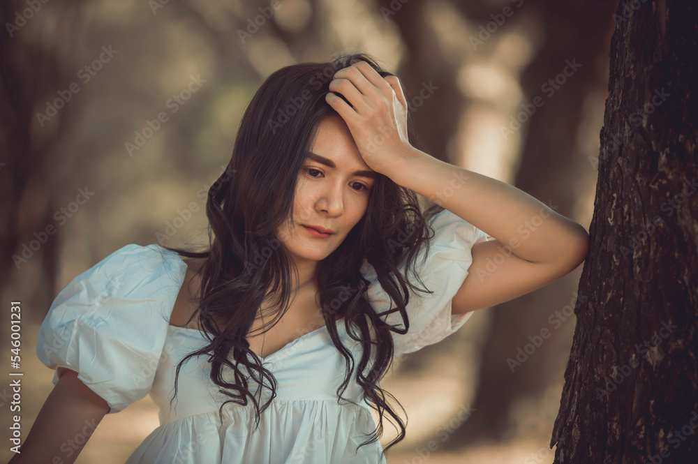 Lonely Sad fat woman ,She think over from love,heartbreak,Heartbroken ...