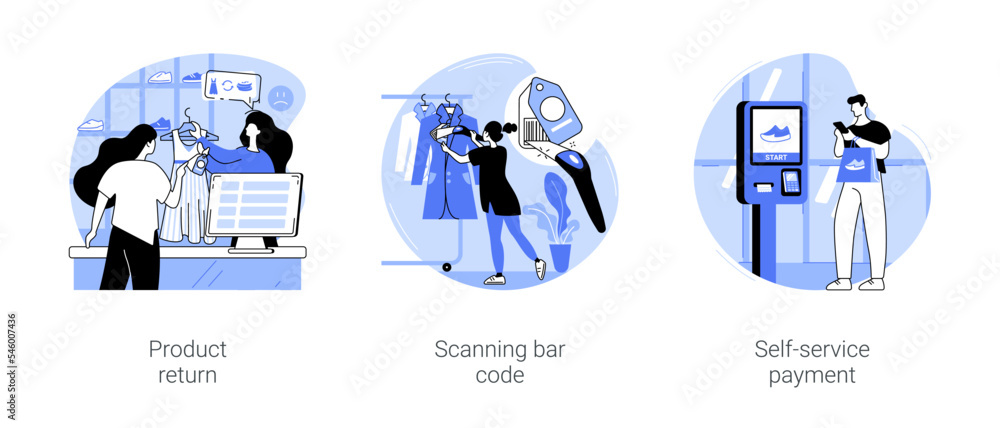 At the check-out counter isolated cartoon vector illustrations se Stock ...