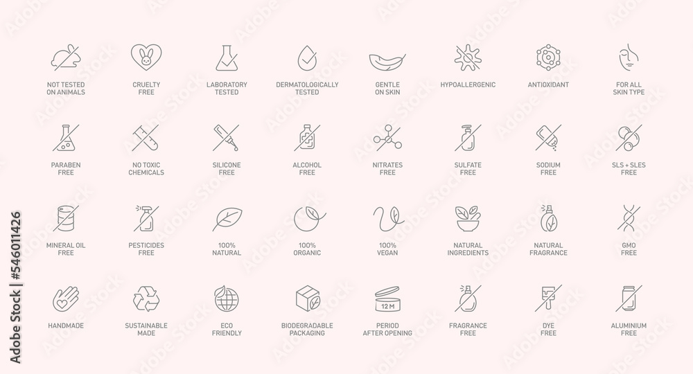 Natural cosmetics vector badge logo icons set เวกเตอร์สต็อก | Adobe Stock