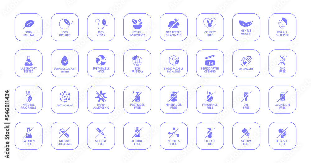 Natural cosmetics vector badge logo icons set Stock Vector | Adobe Stock