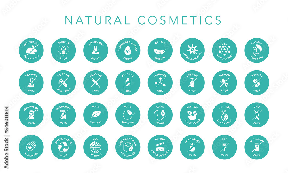 Natural cosmetics vector badge logo icons set Stock Vector | Adobe Stock