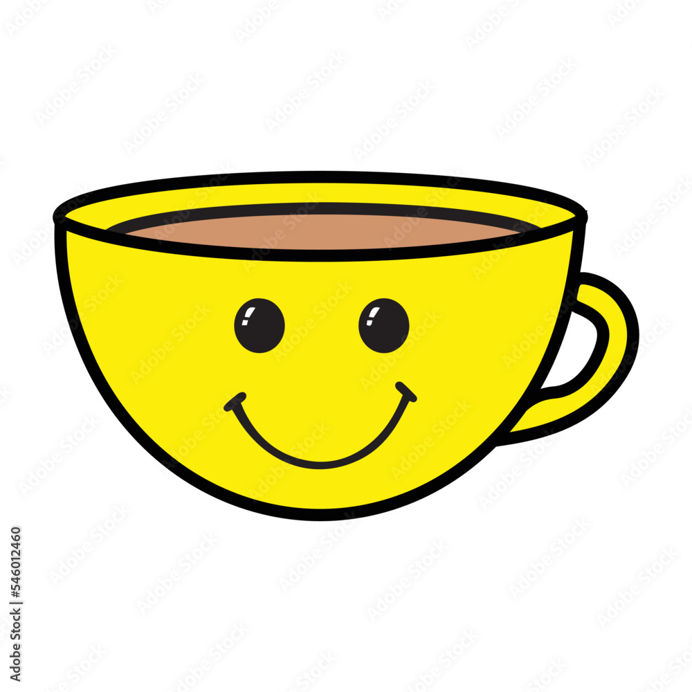 smiley tea cup vector art Stock Vector | Adobe Stock