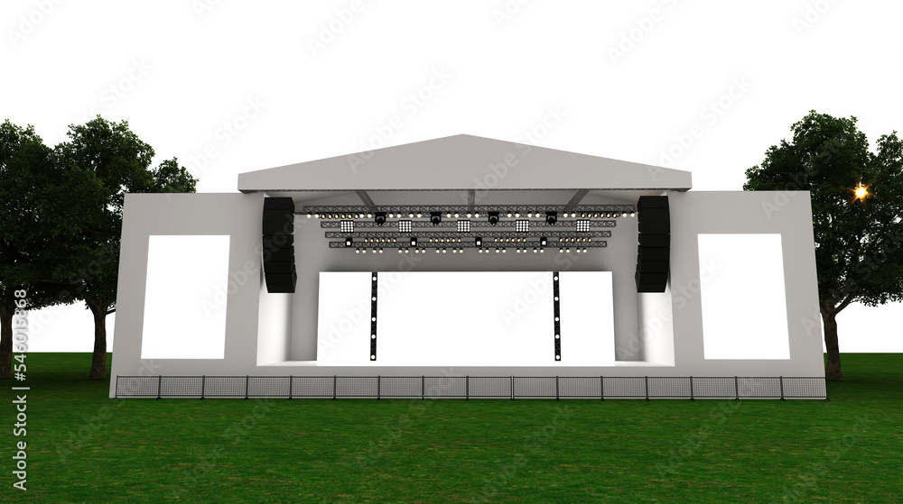 Stage rigging truss system with blank backdrop concert performance ...