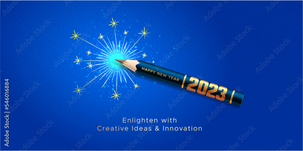 2023 Happy New Year greeting card design for Educational institute and ...