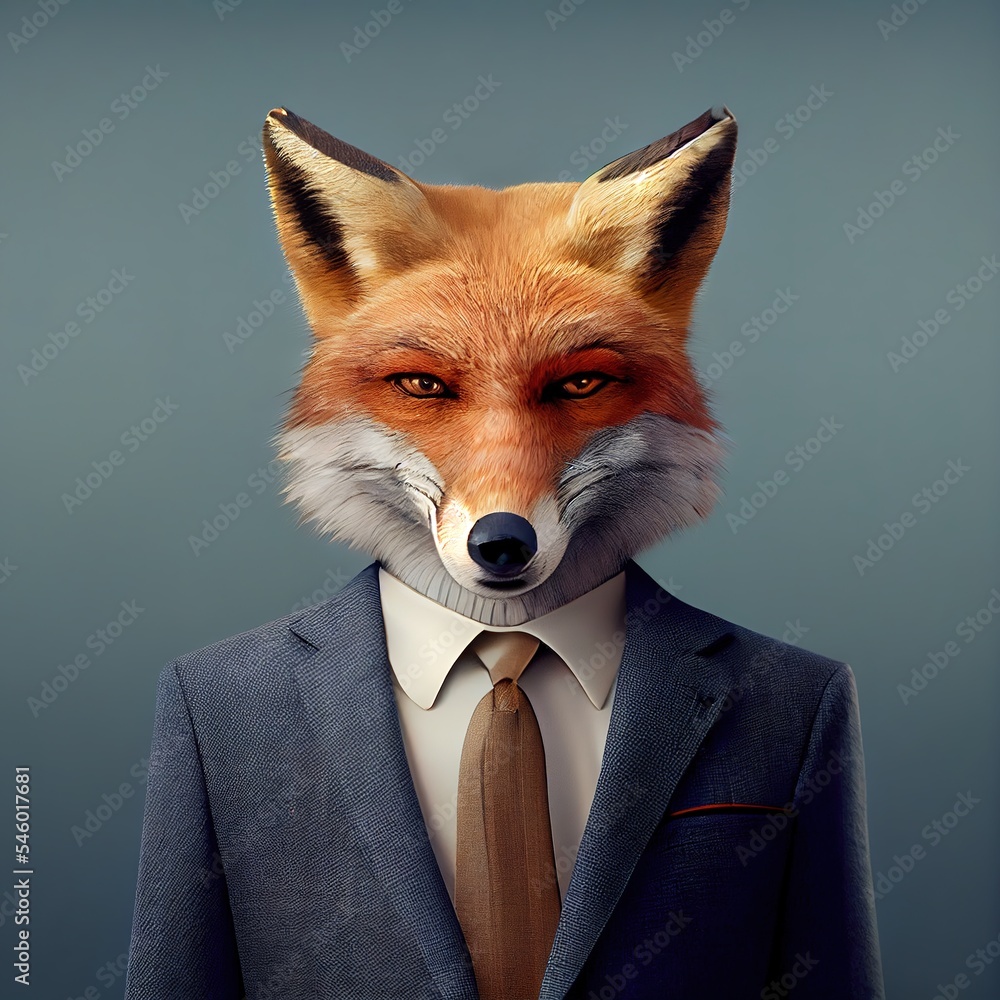Ilustrace „Business Fox. The human body in a business suit with the ...
