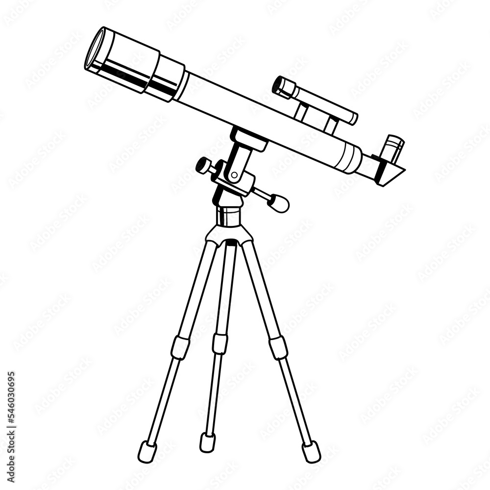 Telescope object coloring book PNG illustration with transparent ...