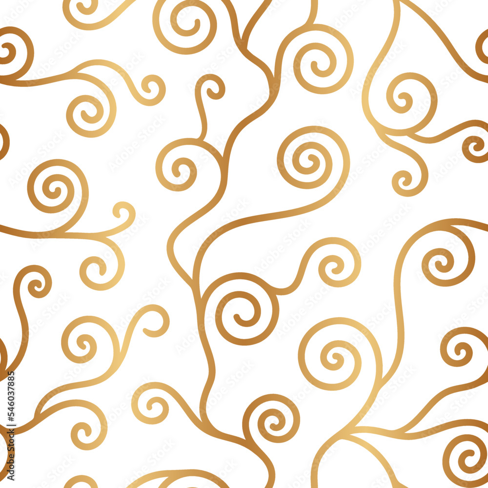 Abstract tree klimt seamless pattern. Repeated gold twist background ...