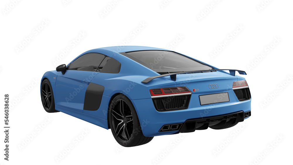 back view of light blue car isolated on white, AUDI R8 png transparent ...