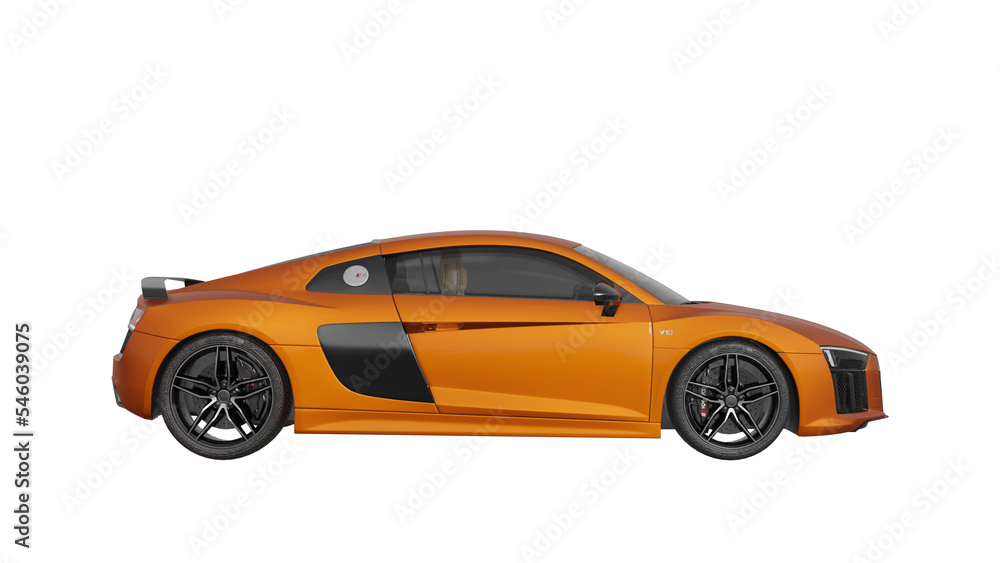 side view of orange car isolated on white, AUDI R8 png transparent ...