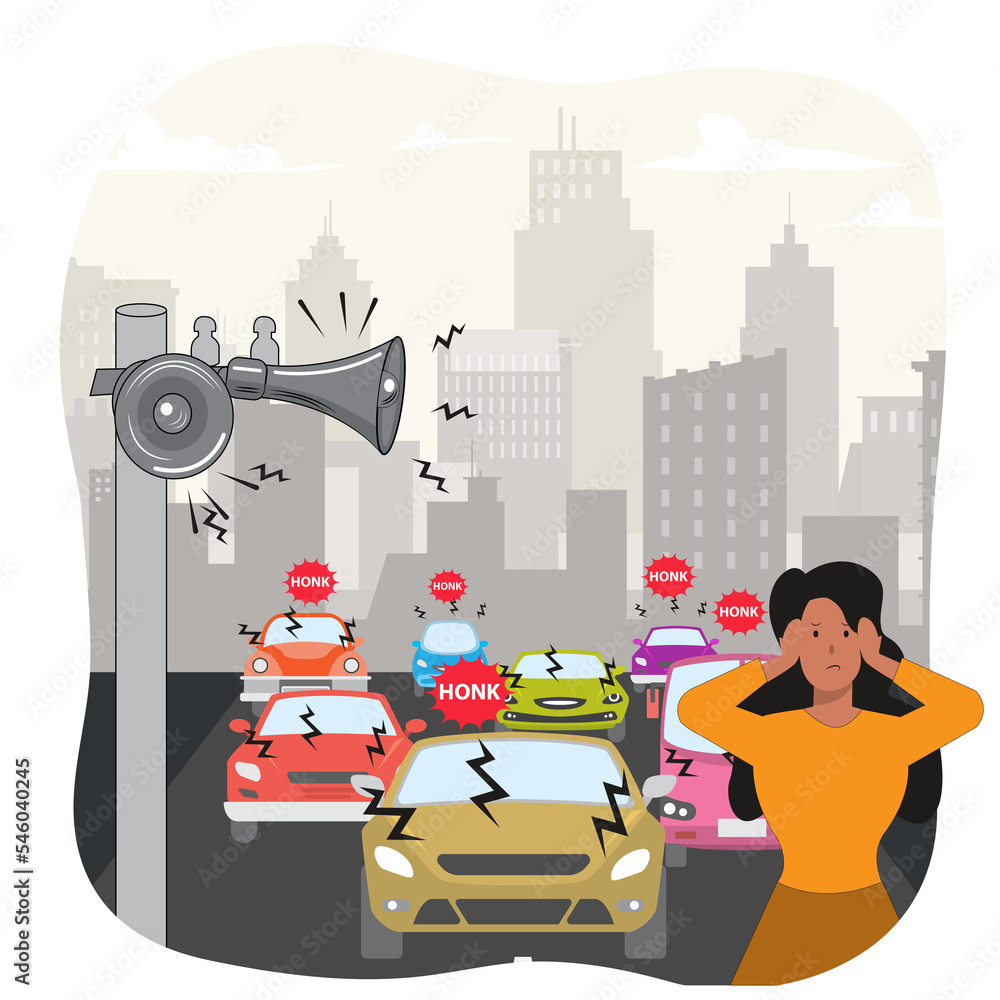 Sound pollution or noise pollution vector illustration Stock ...