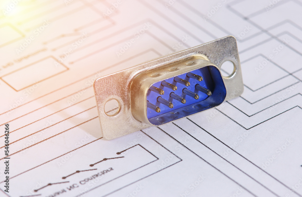D-SUB 9 connector for connecting computer devices on an electronic ...