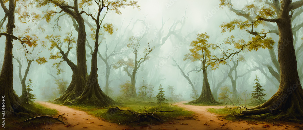 Artistic concept illustration of a destroyed forest,background ...