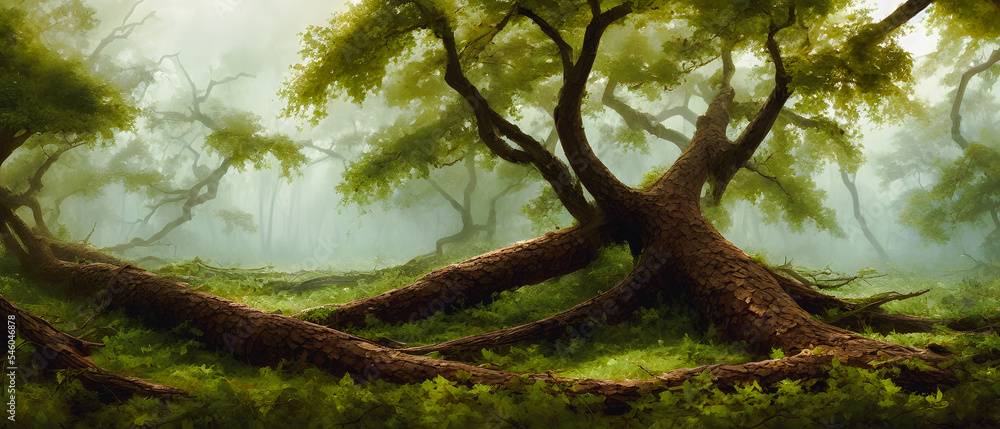 Artistic concept illustration of a destroyed forest,background ...