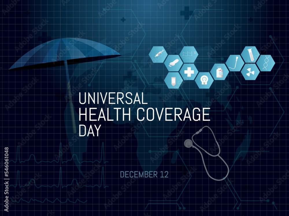 International Health Coverage Day Uniersal. December 12. Umbrella as a ...