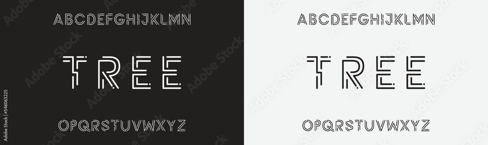 TREE multi line modern techno sci-fi display typo font. Creative and ...