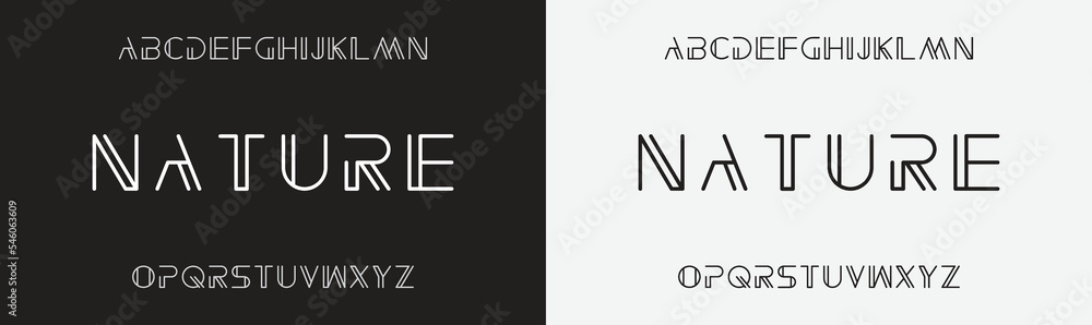 NATURE multi line modern techno sci-fi display typo font. Creative and ...