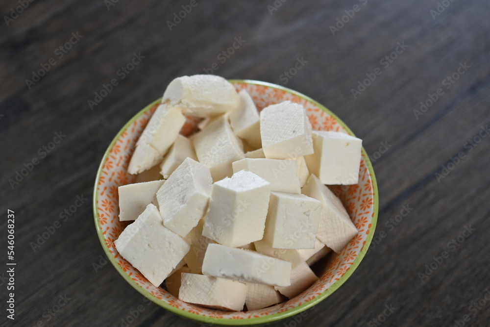 Homemade Paneer cubes an Indian cheese can be used in many verities of ...