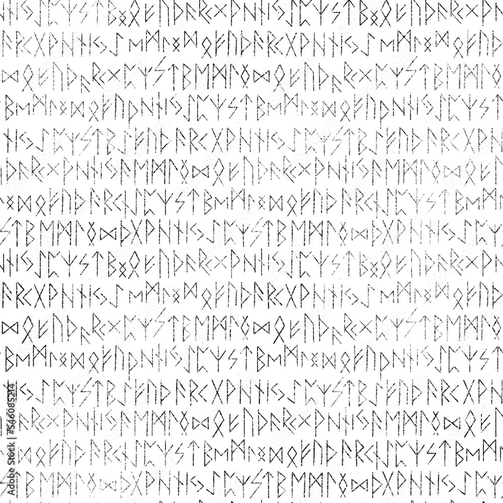 Runic seamless pattern, black white runes - Scandinavian gothic folk ...