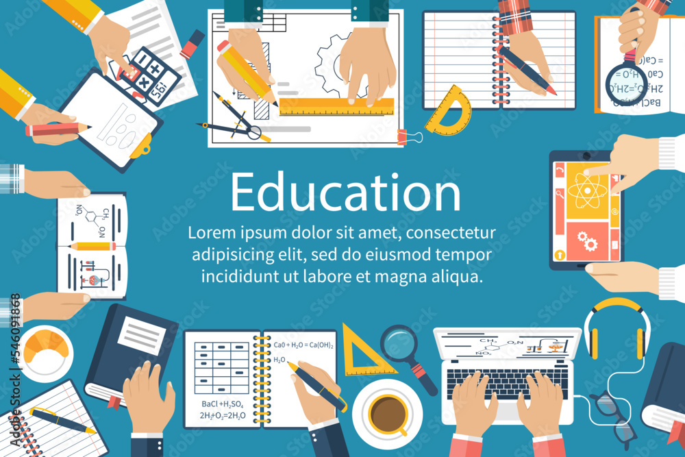 Studying group of students at the table. Students brainstorm. Learning ...