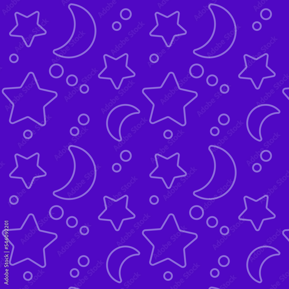 Seamless pattern with simple stars and moons. Surface design for ...