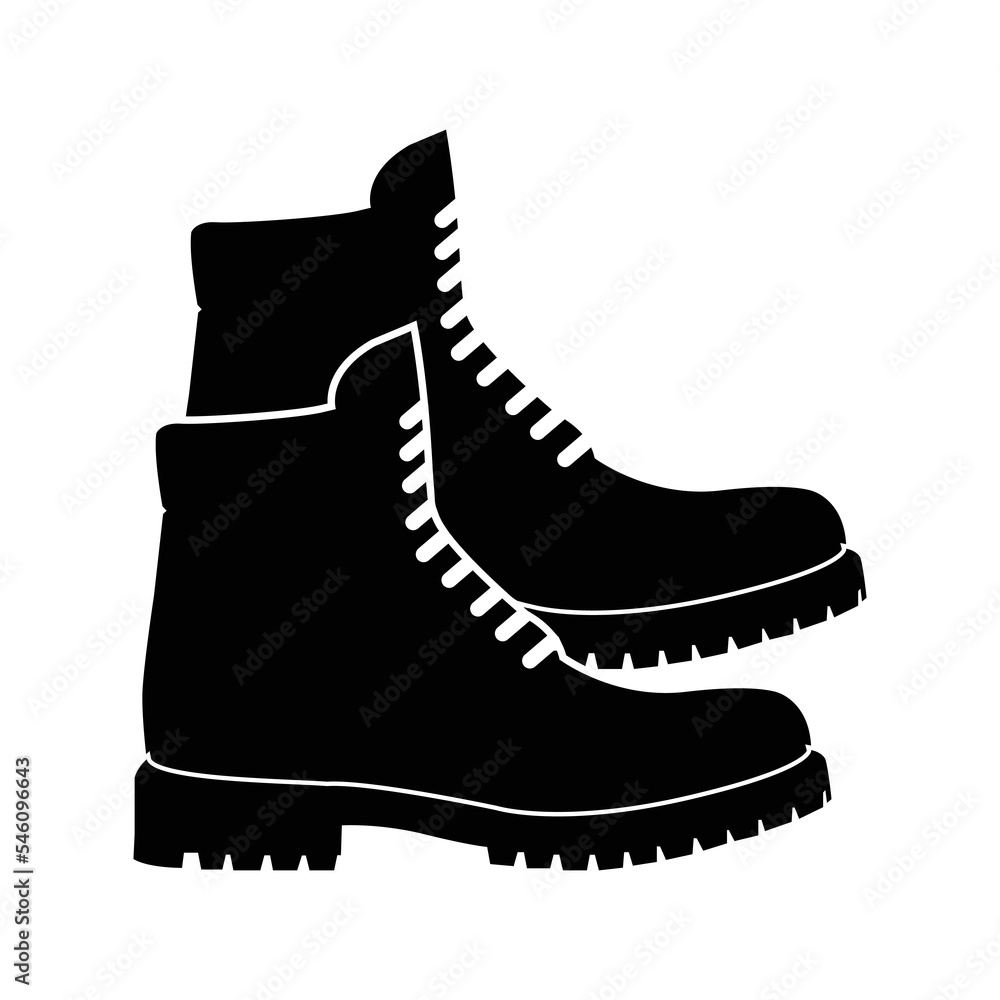 Hiking shoe walking boot icon | Black Vector illustration | Stock ...