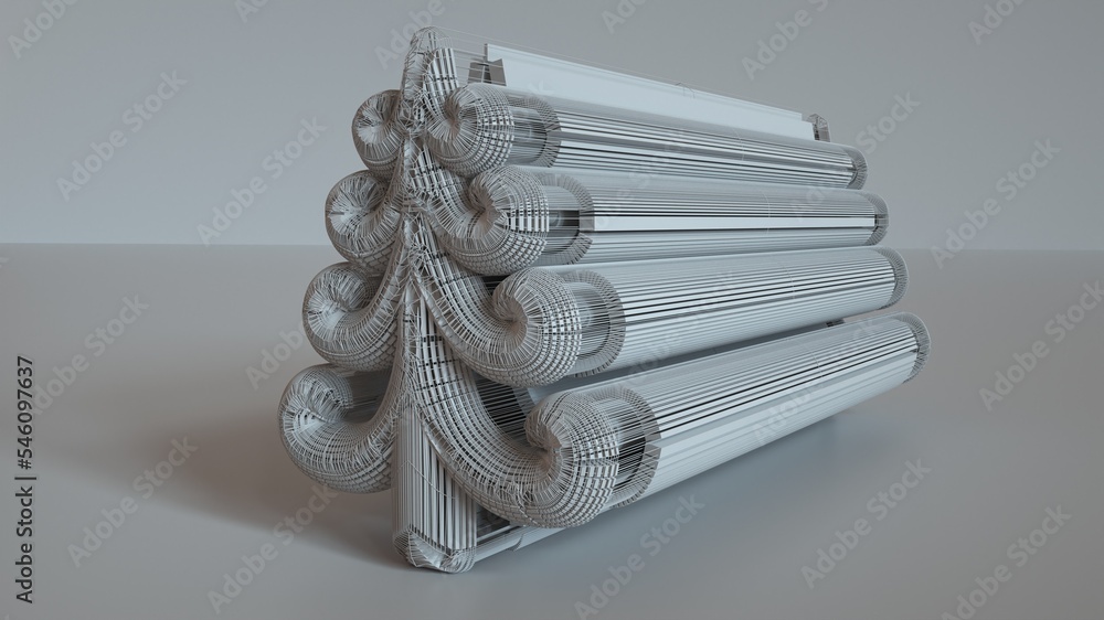 3D Illustration of a building based on the diagram of a tree. Notice ...