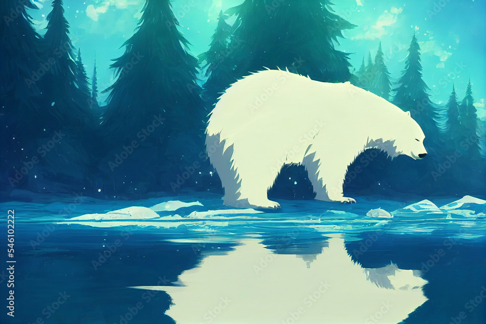 polar bear standing in a sea of melting ice due to global warming Stock ...