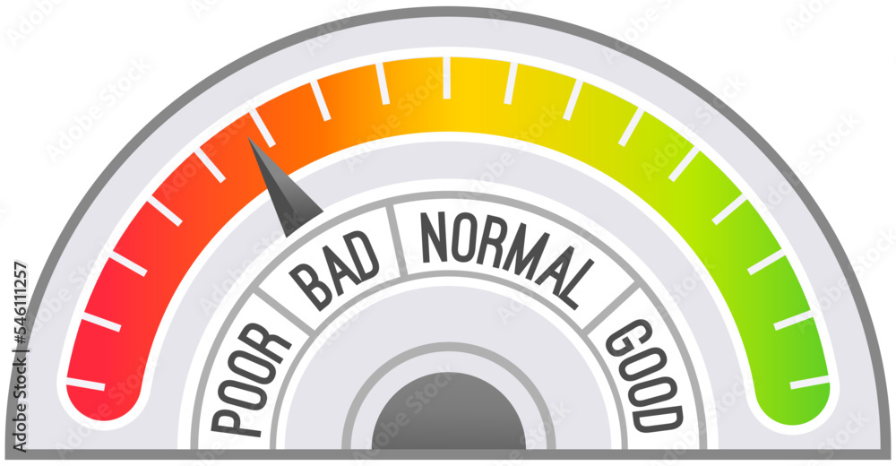 Color scale with arrow from red to green and change in indicators ...