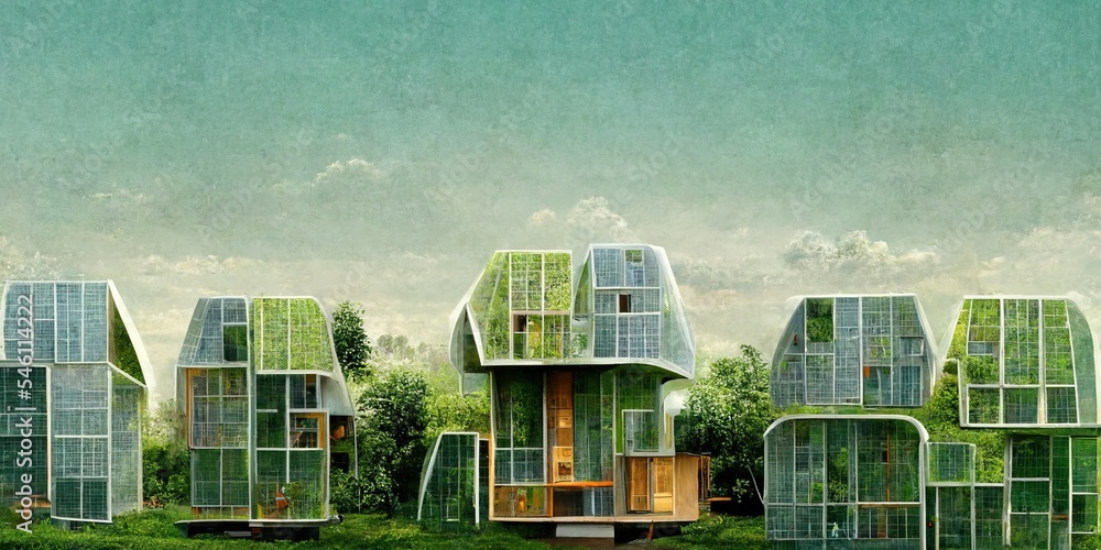 Net zero houses, futuristic eco house environmentaly friendly housing ...