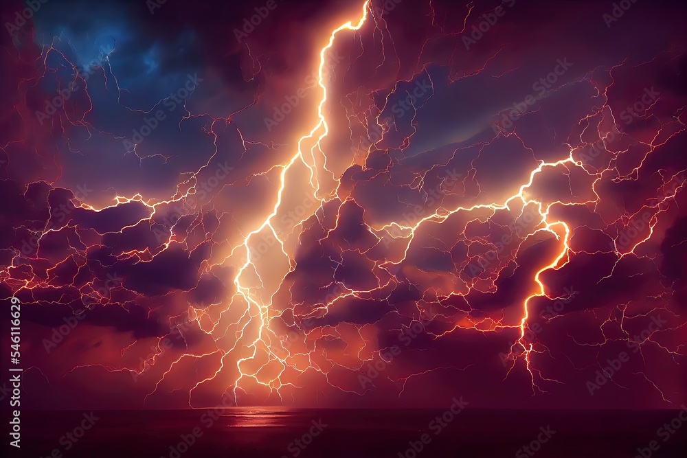 Dreamy lightning storm background. Stormy background, dramatic ...