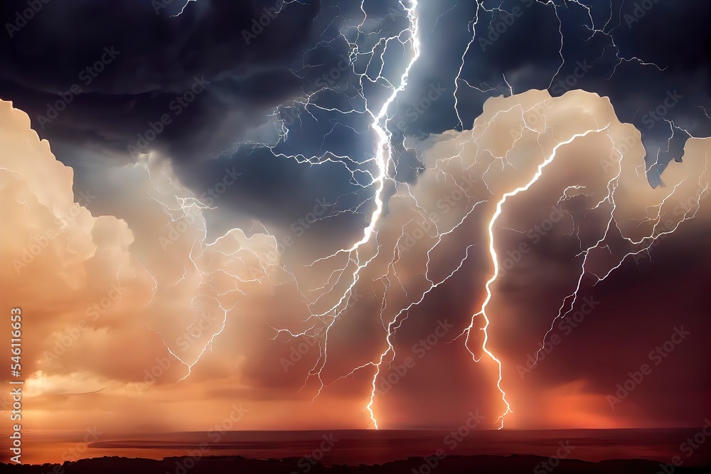 Dreamy lightning storm background. Stormy background, dramatic ...