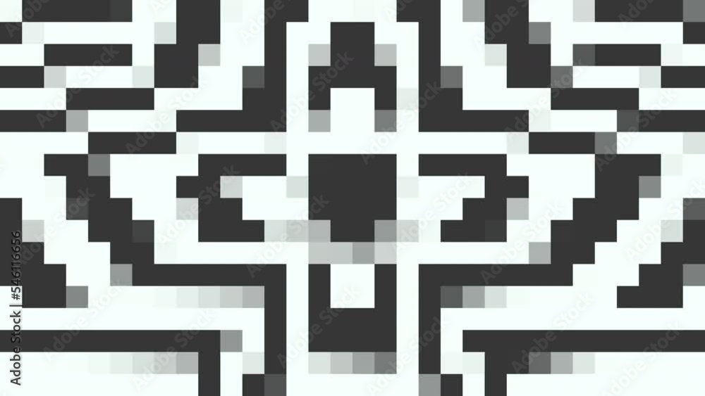 Gradient white pixels in 8 bit of architecture, motion abstract game ...