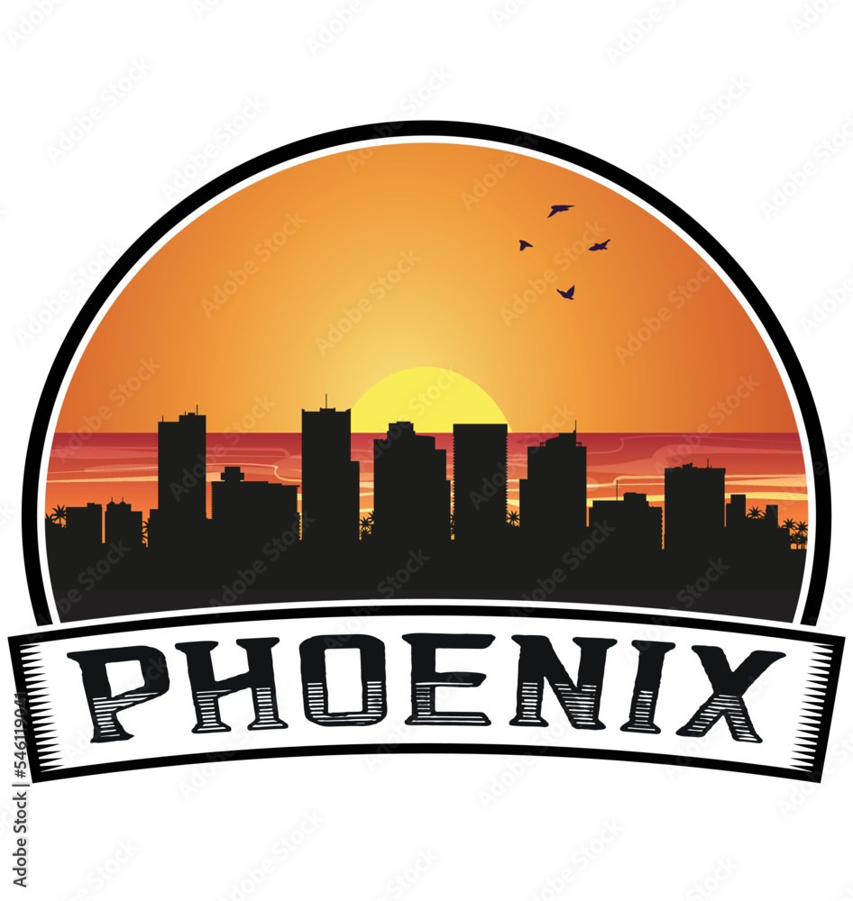 Phoenix Arizona USA Skyline Sunset Travel Souvenir Sticker Logo Badge ...