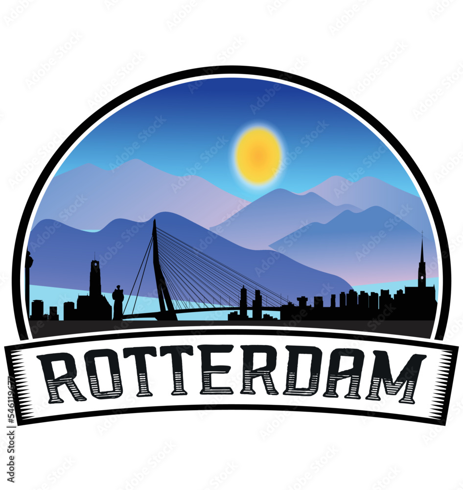 Rotterdam Netherlands Skyline Sunset Travel Souvenir Sticker Logo Badge ...