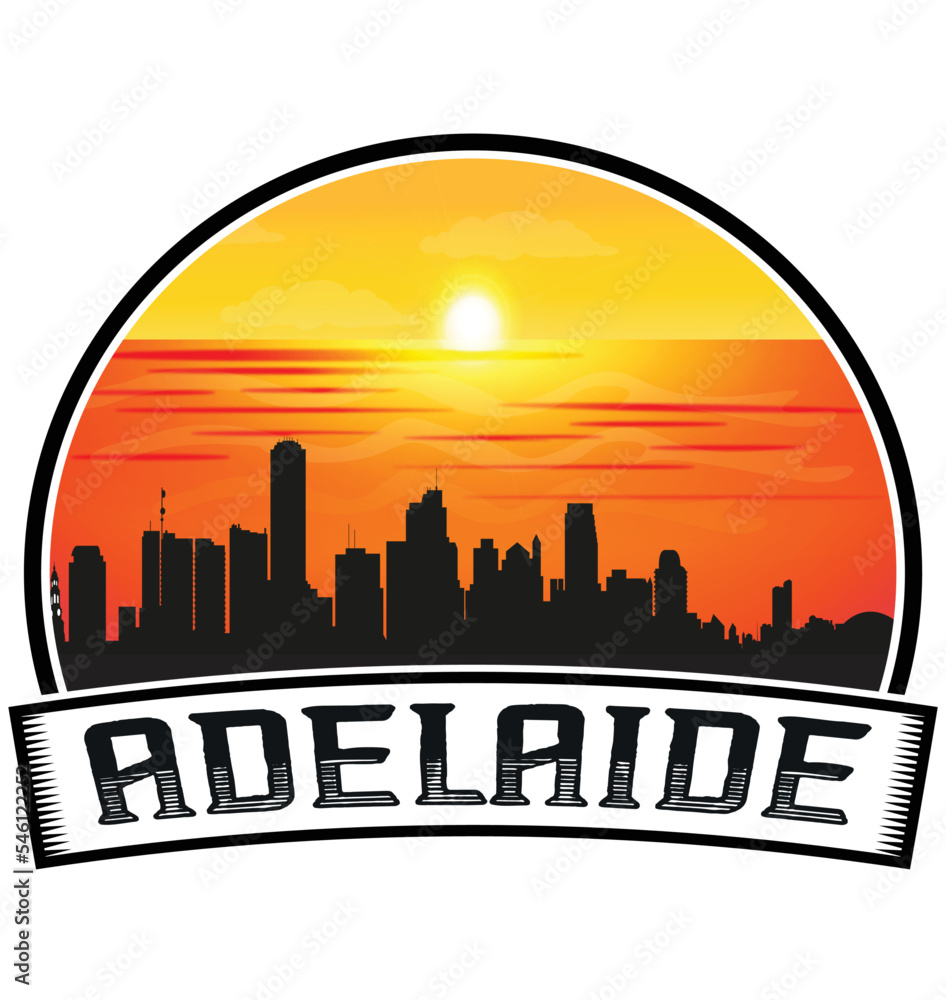 Adelaide Australia Skyline Sunset Travel Souvenir Sticker Logo Badge ...
