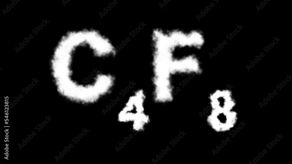 C4F8 or Perfluoroisobutylene Molecule Symbol Smoke Cloud Text Effects ...