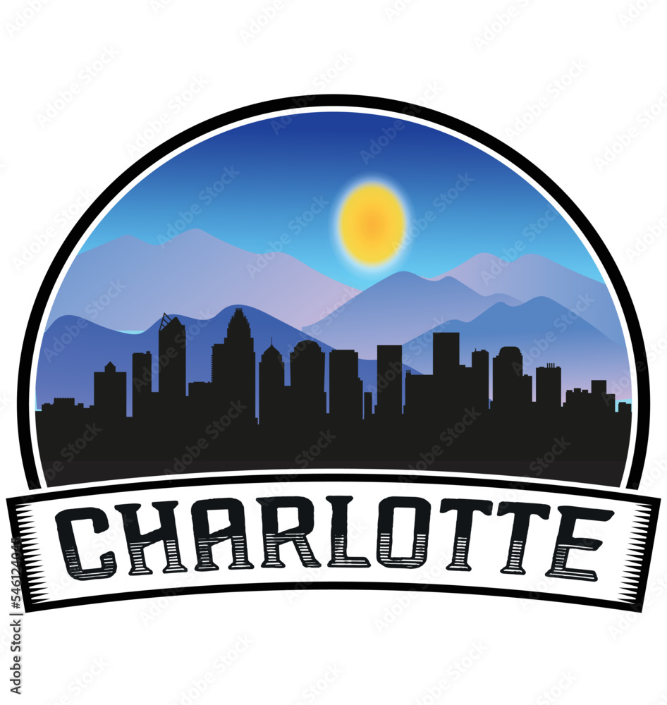 Charlotte North Carolina USA Skyline Sunset Travel Souvenir Sticker ...