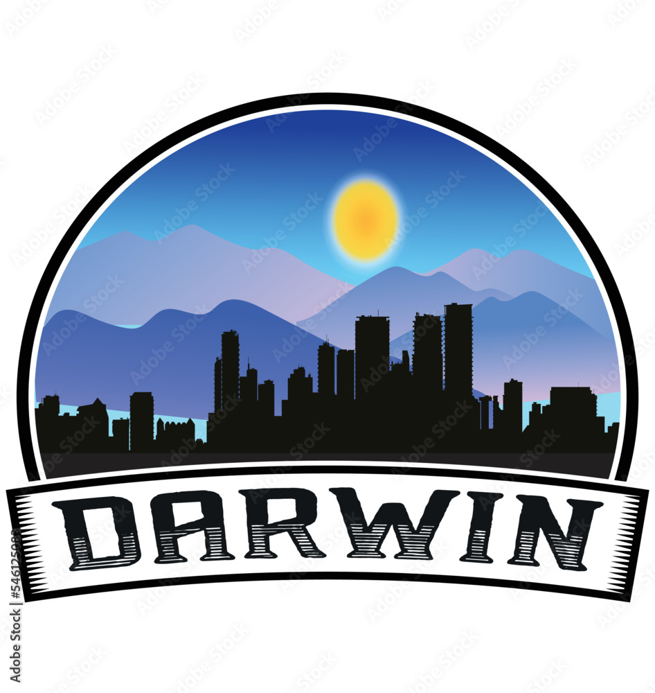 Darwin Australia Skyline Sunset Travel Souvenir Sticker Logo Badge ...
