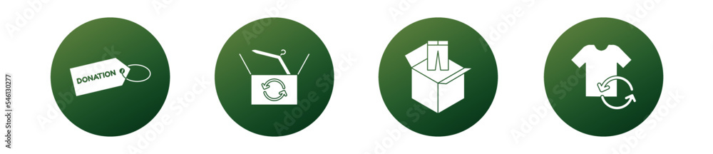 Thrifted fashion store circular icon set, sustainable clothing concept ...