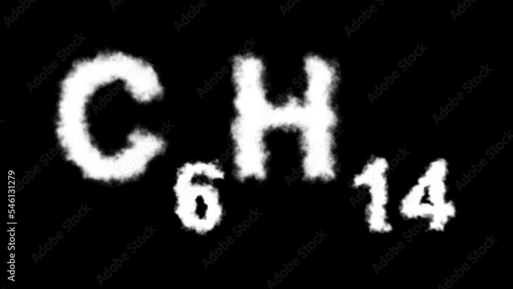 C6H14 or Hexane Molecule Symbol Smoke Cloud Text Effects Animation on ...