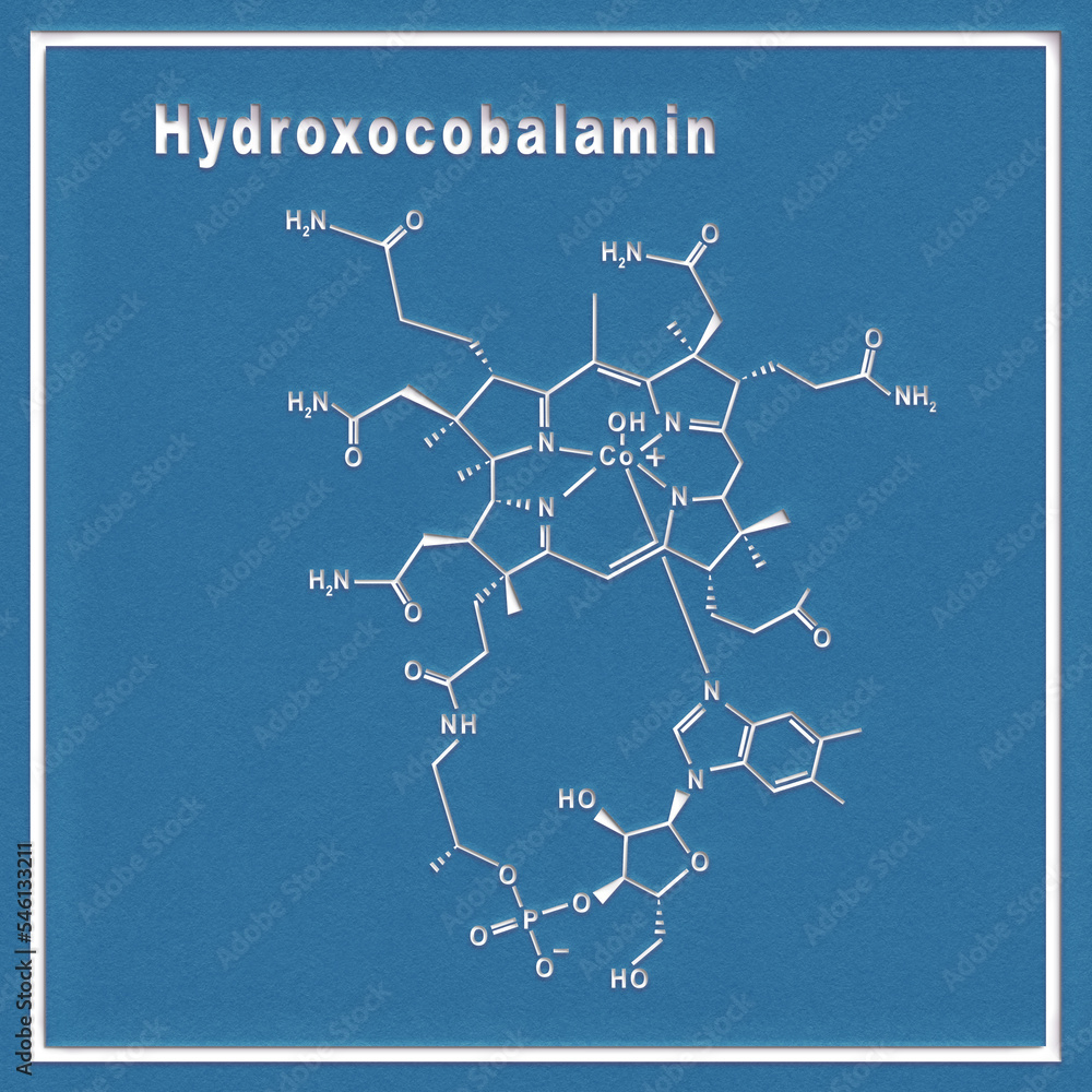 Hydroxocobalamin vitamin B12, Structural chemical formula Stock ...