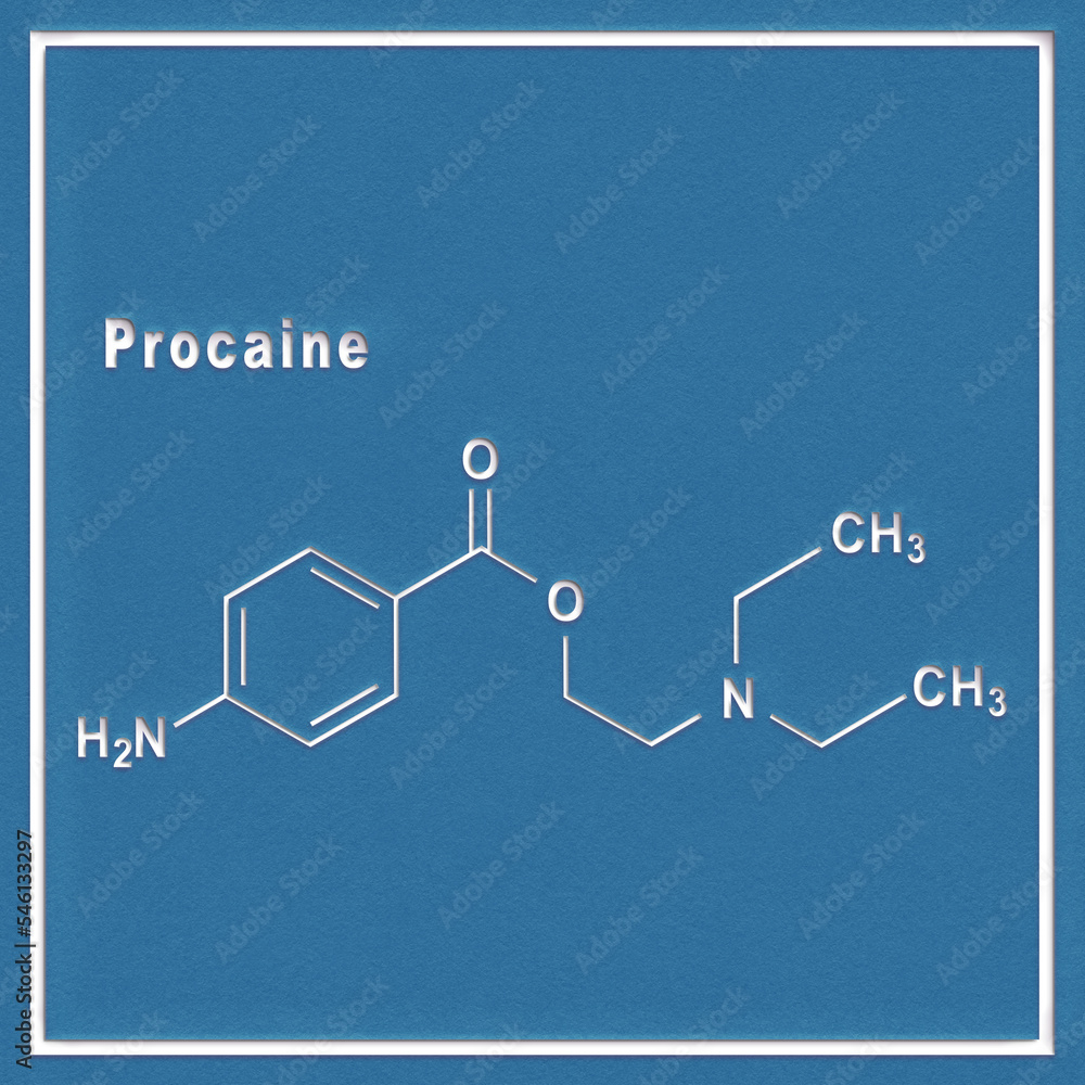Procaine, anesthetic drug, Structural chemical formula Stock ...