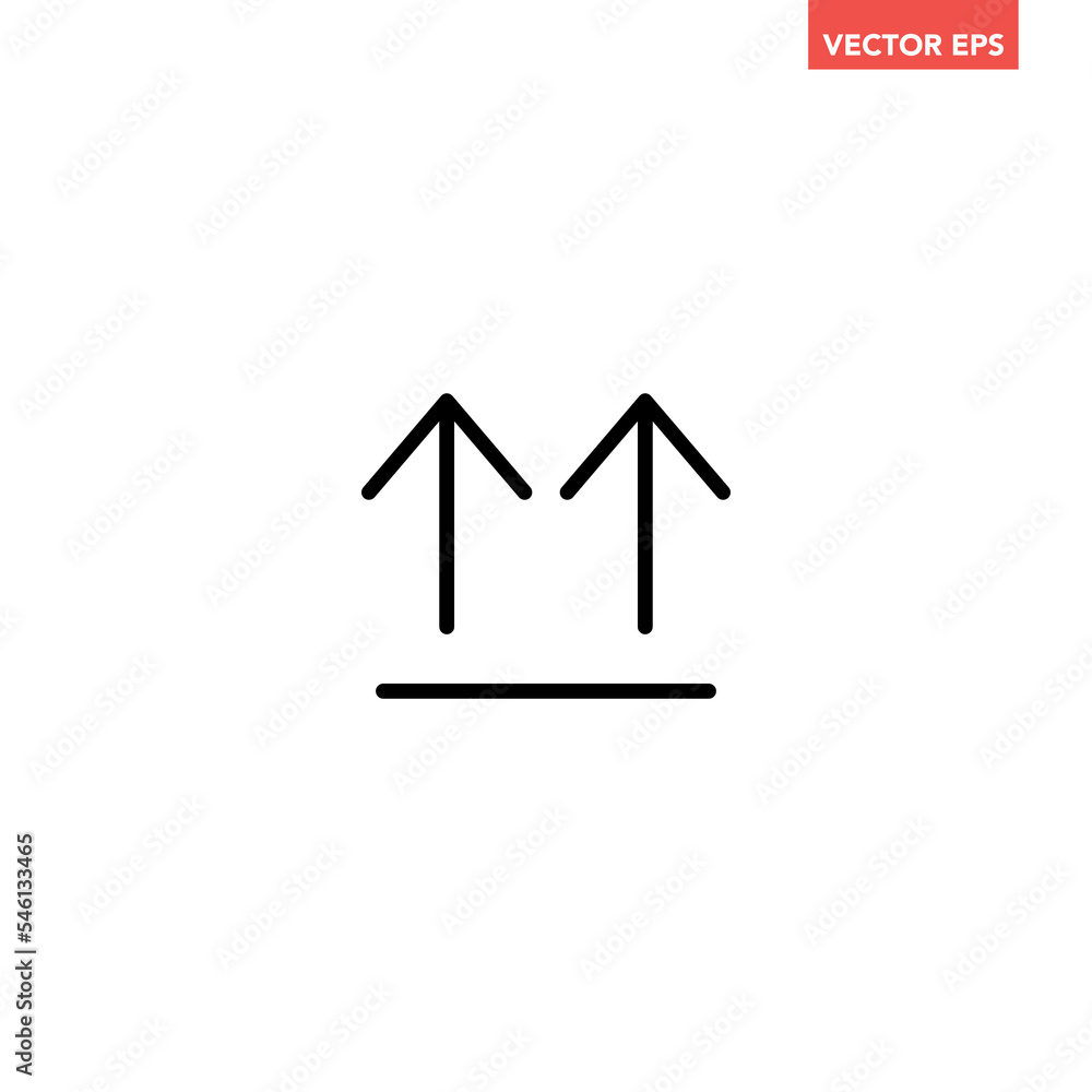 Black single this side up line icon, simple two arrows point up flat ...