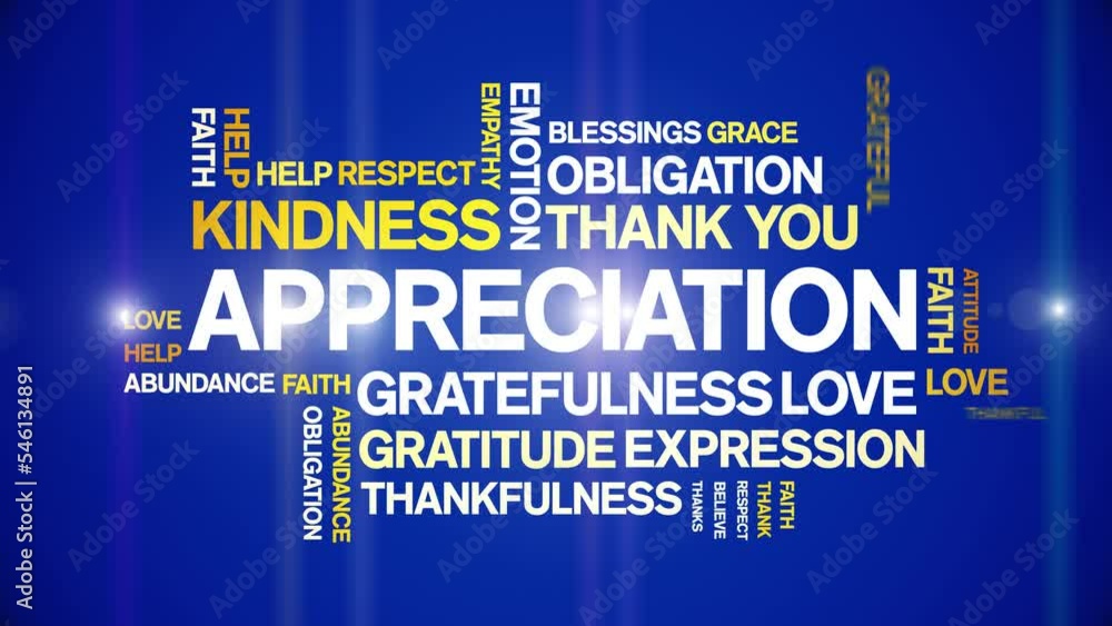 Appreciation animated tag word cloud;text design animation kinetic ...