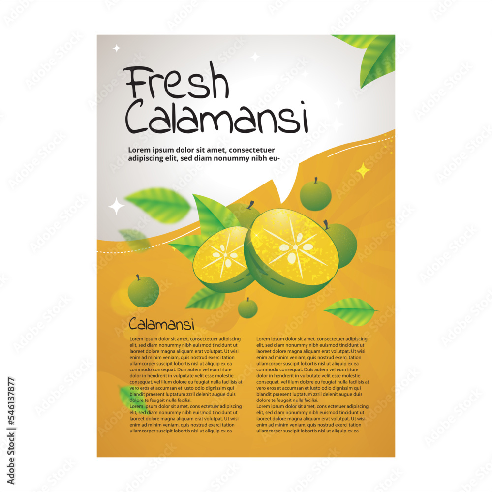calamansi lemon with leaves orange concept brosur template Stock Vector ...