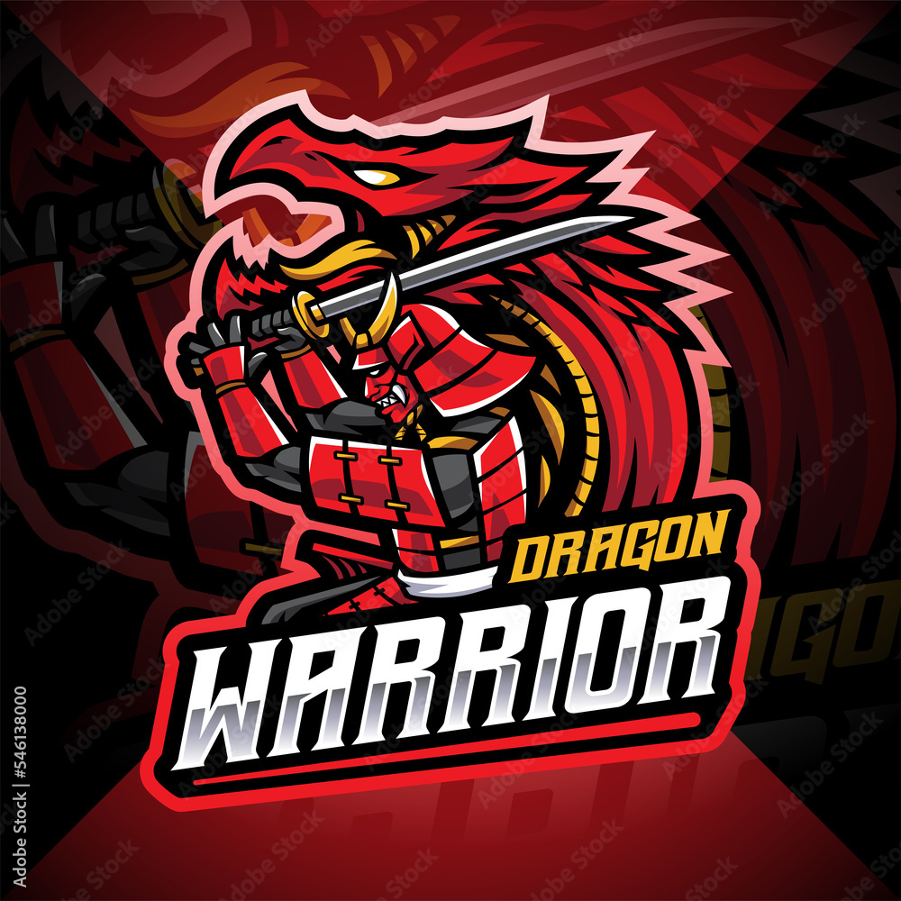 Dragon warrior esport mascot logo design Stock Illustration | Adobe Stock