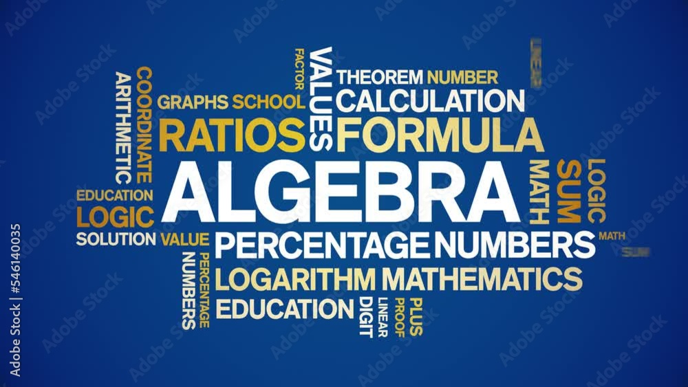 Algebra animated tag word cloud;text design animation kinetic ...